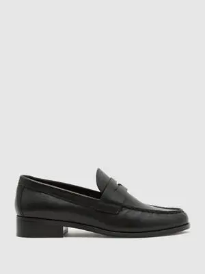 REISS Kallie Leather Penny Loafers
