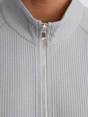 REISS Lennox Waffle Half-zip Funnel-neck Sweatshirt