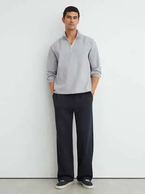 REISS Lennox Waffle Half-zip Funnel-neck Sweatshirt