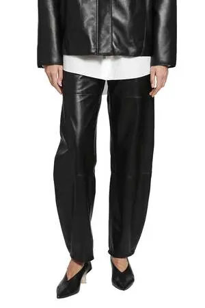 RETORI Leather Barrel Trousers