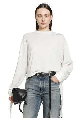 ANN DEMEULEMEESTER Niki Printed Long Sleeve T-shirt - White