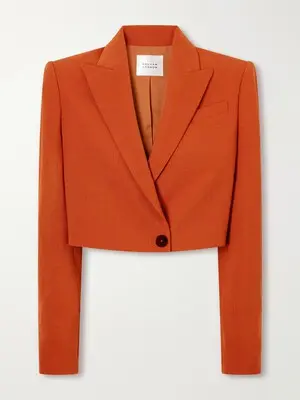 Galvan Cropped Crepe Blazer - Red