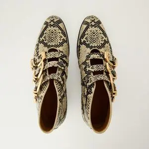 Gucci Snakeskin Buckled Ankle Boots