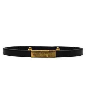Saint Laurent Id Plaque Leather Bracelet