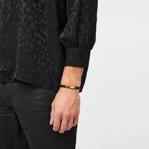 Saint Laurent Id Plaque Leather Bracelet