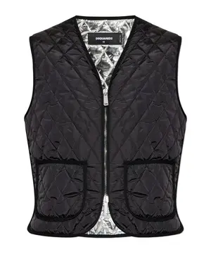 Dsquared2 Zip-up Quilted Vest - Black