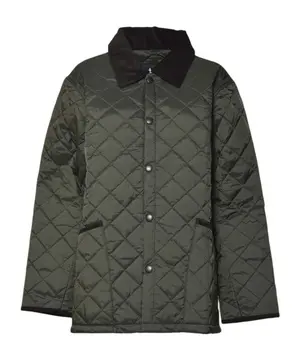 Barbour Diamond-quilted Corduroy-collar Jacket - Black