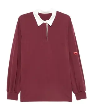 SYSTEM Embroidered-logo Polo Sweater