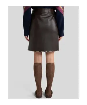 Etro Short Leather Skirt With Studs