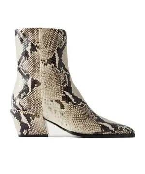 Paris Texas Snakeeffect Squaretoe Blockheel Ankle Boots