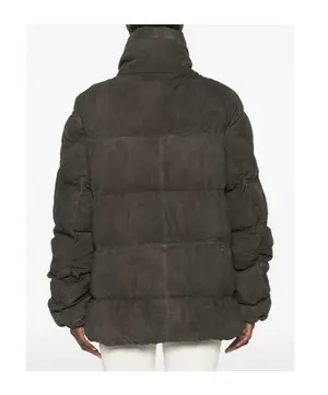 GIORGIO BRATO Padded Leather Jacket With Stand Collar