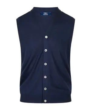Fedeli Sleeveless V-neck Cardigan - Blue