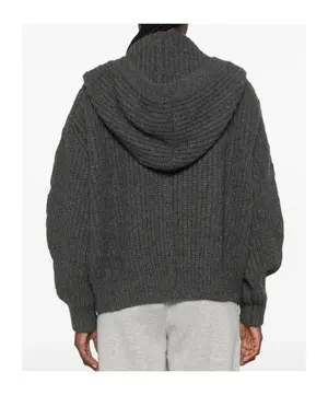 SYSTEM Ribbed-knit Hooded Cardigan