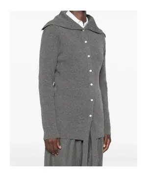 SYSTEM Ribbed-knit Sailor-collar Cardigan