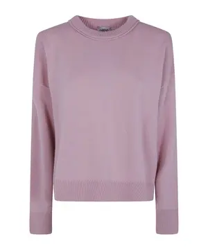 MRZ Cropped Oversized Round Neck Sweater - Pink