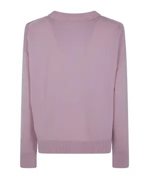 MRZ Cropped Oversized Round Neck Sweater - Pink