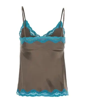 Gold Hawk Lace Trim V-neck Camisole Top