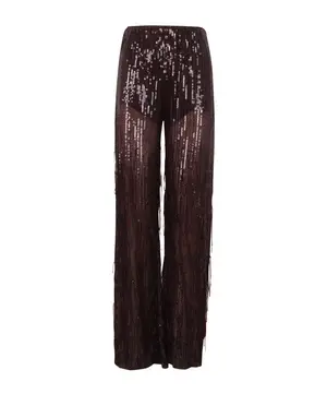 Federica Tosi Sequin Fringe Pants - Brown