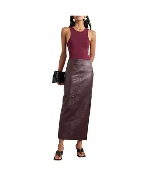 ST. AGNI Paneled Leather Maxi Skirt