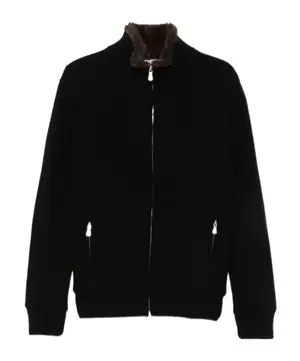 BARBA NAPOLI Ribbed-knit Faux-fur-trim Jacket