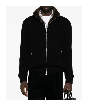 BARBA NAPOLI Ribbed-knit Faux-fur-trim Jacket
