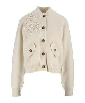Ermanno Scervino Crochet-patch Button-up Cardigan - Beige