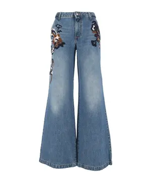 ERMANNO SCERVINO Floral-patchwork Wide-leg Jeans