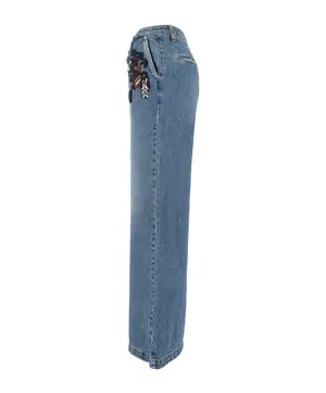 Ermanno Scervino Floral-patchwork Wide-leg Jeans