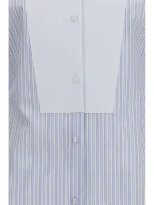 TOM FORD Vertical-stripe Bib-front Shirt - Blue