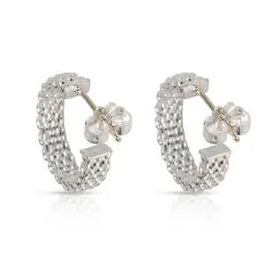 Tiffany & Co. Sterling Silver Small Somerset Mesh Hoop Earrings