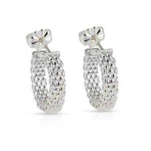 Tiffany & Co. Sterling Silver Small Somerset Mesh Hoop Earrings - Sterling_silver