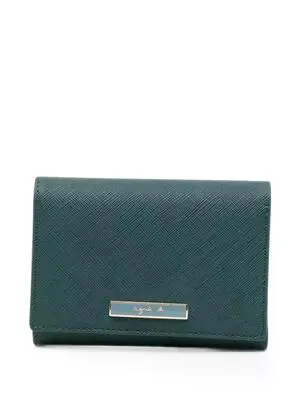 AGNES B. Leather Fold Wallet - Green