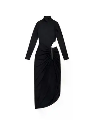 AMAZUIN Cut-out Asymmetrical Maxi Dress - Black