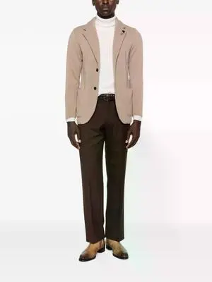 LARDINI Ribbed-knit Single-breasted Blazer