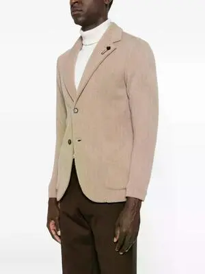 LARDINI Ribbed-knit Single-breasted Blazer