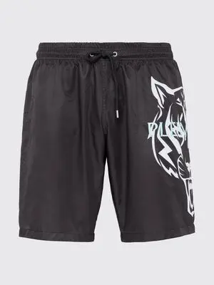 PLEIN SPORT Nylon Swim Trunks With Contrasting Printed Logo - White 1