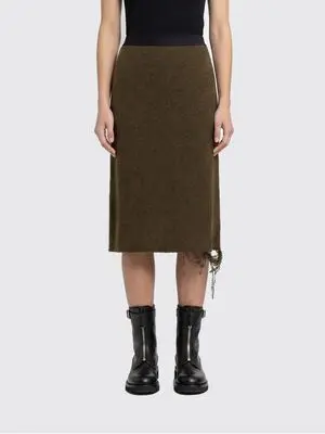 MAISON MARGIELA High-waisted Wool-knit Midi Skirt - Mud