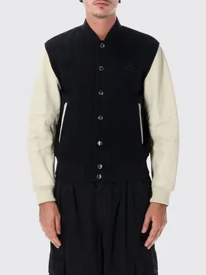 DIESEL® Wool-blend Bomber Jacket With Contrast Logo And Abstract Pattern - Black