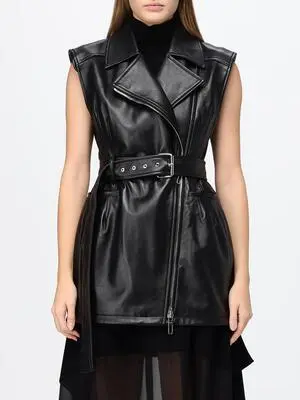 Sportmax Cropped Leather Biker Waistcoat - Black