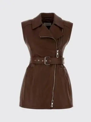 Sportmax Cropped Leather Biker Waistcoat With An Adjustable Waist Belt