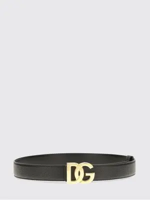 Dolce & Gabbana Calfskin Leather Belt With Monogram Pattern And Dg Buckle - Black