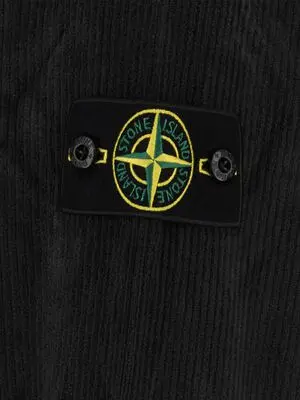 Stone Island Velvet Crewneck Jumper With Ribbed Hems And Compass Logo - Grey