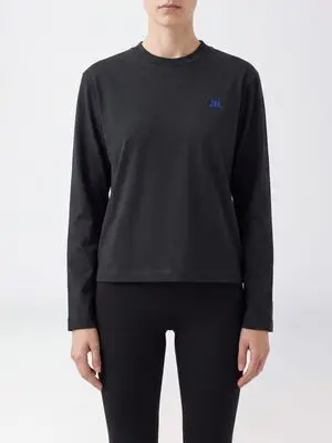JIL SANDER Long-sleeved Cotton T-shirt With Contrast Logo - Black