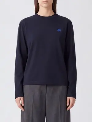 JIL SANDER Long-sleeved Cotton T-shirt With Contrast Logo - Blue