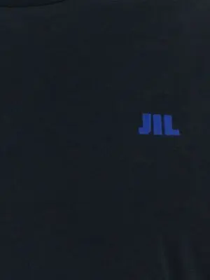 JIL SANDER Long-sleeved Cotton T-shirt With Contrast Logo - Blue