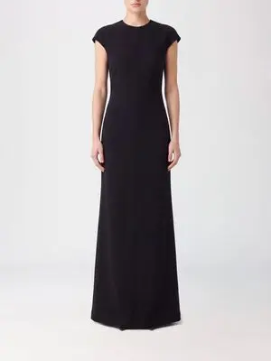 JIL SANDER Long Virgin Wool Dress With Short Sleeves And Back Slit - Black