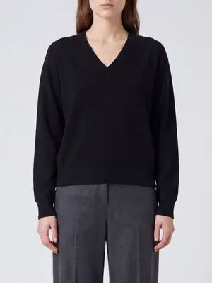 LANVIN V-neck Virgin Wool Sweater With Tie Closure And Dropped Shoulders - Black