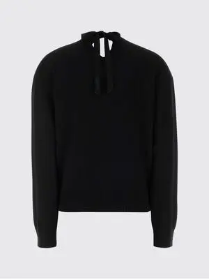 LANVIN V-neck Virgin Wool Sweater With Tie Closure And Dropped Shoulders