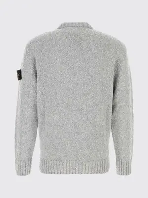 Stone Island Crewneck Sweater In Wool Blend With Compass Logo Patch - Grey