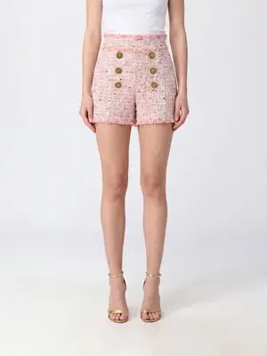 Balmain High-waisted Tweed Shorts With Abstract Pattern And Buttons - Multicolor